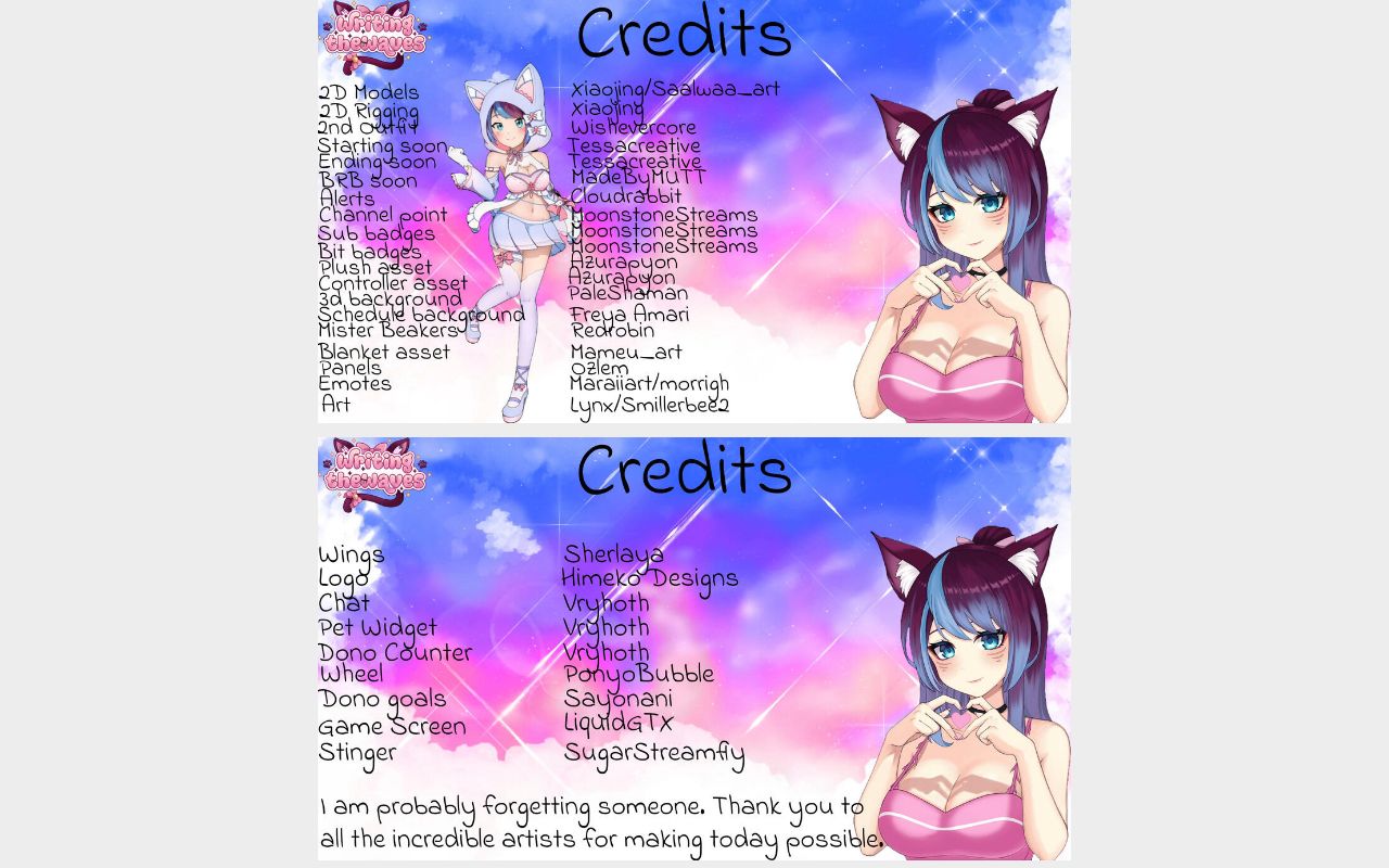 Credits page